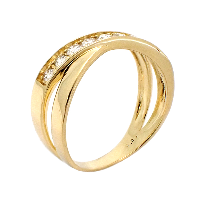 K18 ダイヤモンド 指輪 12号 クロスライン ゴールドカラー｜Reizm(リズム)