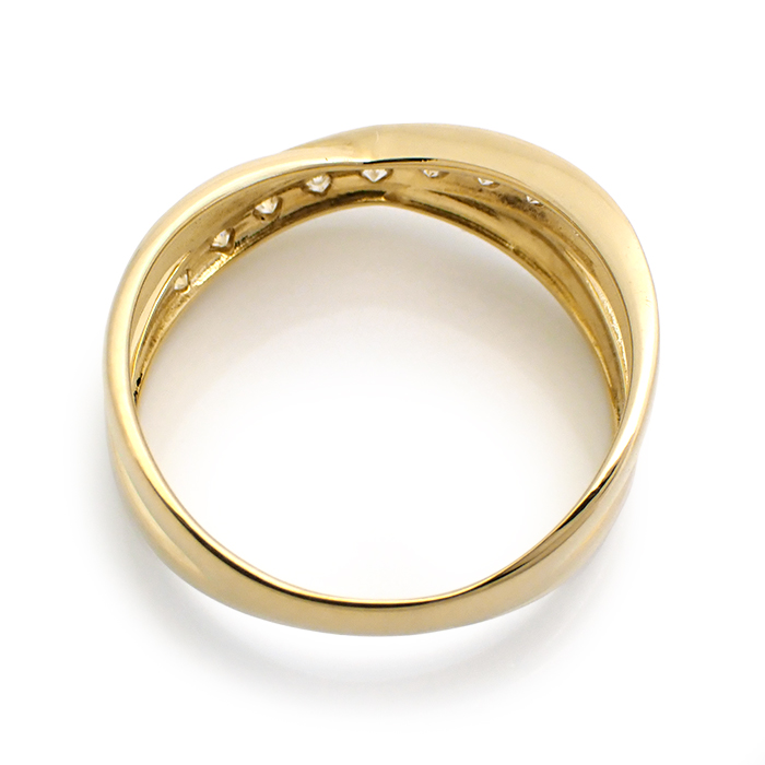 K18 ダイヤモンド 指輪 12号 クロスライン ゴールドカラー｜Reizm(リズム)