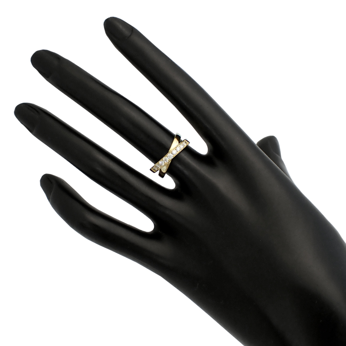 K18 ダイヤモンド 指輪 12号 クロスライン ゴールドカラー｜Reizm(リズム)