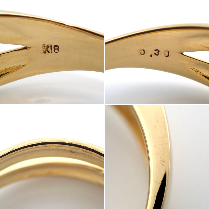 K18 ダイヤモンド 指輪 12号 クロスライン ゴールドカラー｜Reizm(リズム)