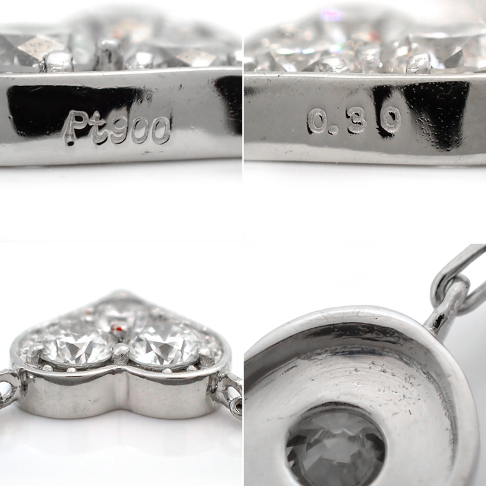 Pt900/Pt850 ダイヤモンド ネックレス ハートモチーフ シルバーカラー｜Reizm(リズム)