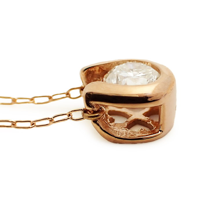 K18PG ダイヤモンド ネックレス ピンクゴールド 一粒ダイヤ｜Reizm(リズム)