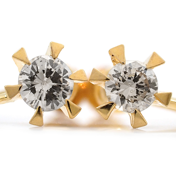 K18 ダイヤモンド イヤリング 一粒 立爪 ゴールドカラー｜Reizm(リズム)