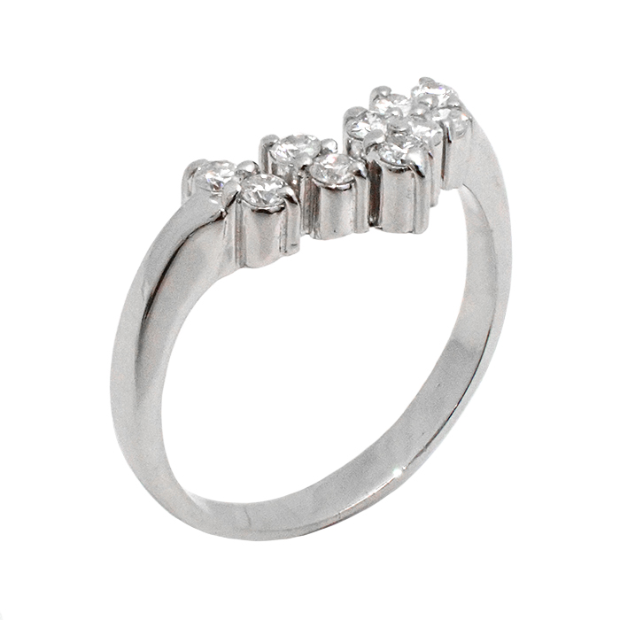 Pt900 ダイヤモンド 指輪 10.5号 V字リング シルバーカラー｜Reizm(リズム)