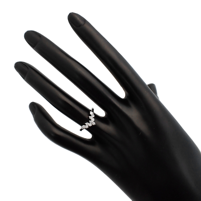 Pt900 ダイヤモンド 指輪 10.5号 V字リング シルバーカラー｜Reizm(リズム)