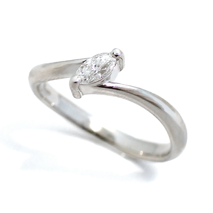 Pt900 ダイヤモンド 指輪 10号 シルバーカラー マーキスカット リング｜Reizm(リズム)