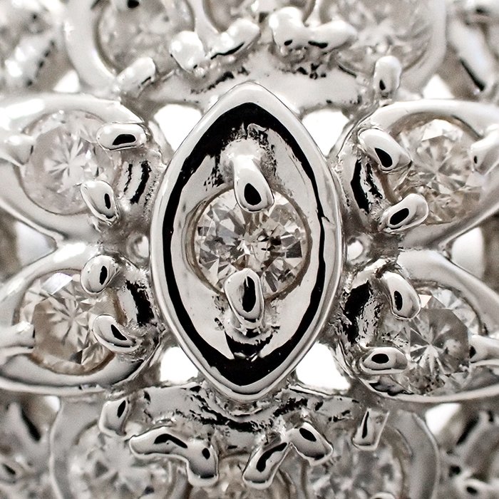 Pt900 ダイヤモンド 指輪 13.5号 ボリュームリング シルバーカラー｜Reizm(リズム)