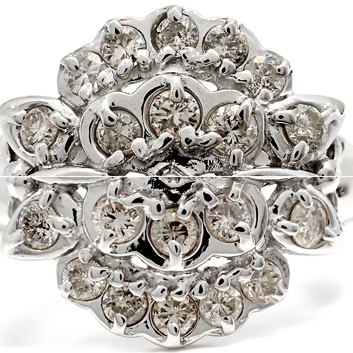 Pt900 ダイヤモンド 指輪 13.5号 ボリュームリング シルバーカラー｜Reizm(リズム)