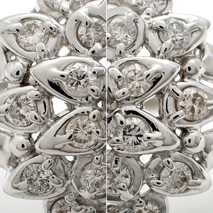 Pt900 ダイヤモンド 指輪 13.5号 ボリュームリング シルバーカラー｜Reizm(リズム)