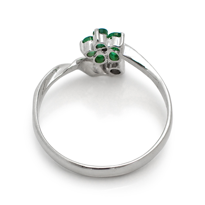 Pt900 エメラルド 指輪 11号 花 フラワーモチーフ シルバーカラー｜Reizm(リズム)